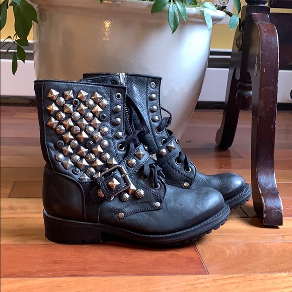 Ash | Shoes | Ash Studded Leather Combat Boots Nwot | Poshmark
